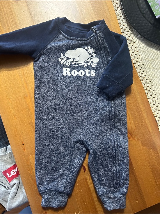 Roots | One Pieces | Roots Navy Heather Baby Onepiece Footie With White ...